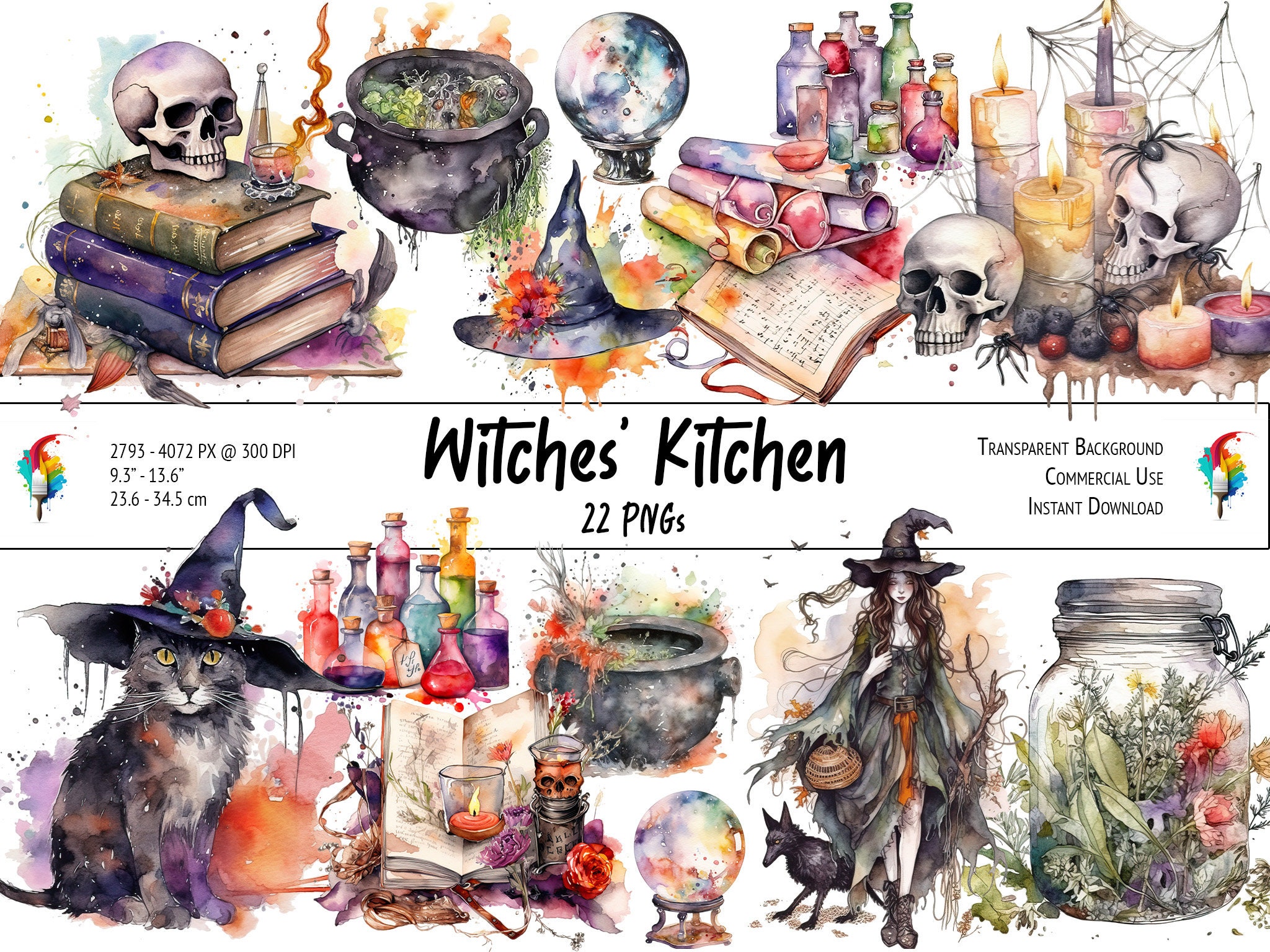 Witches' Kitchen Clipart Bundle - 22 Enchanting, Mysterious, Magical ...