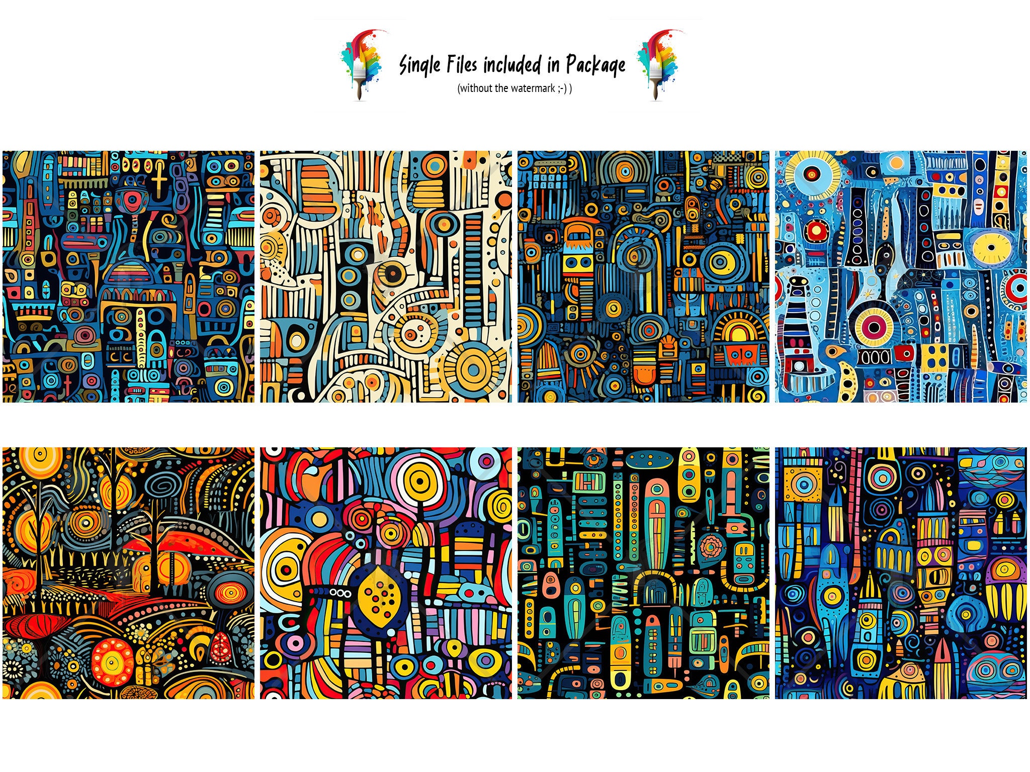 Hundertwasser Digital Paper Bundle, Seamless Patterns in the Style of ...