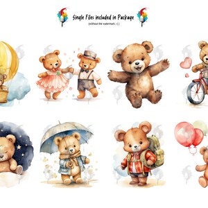 Watercolor Teddy Bear Clipart Bundle, Baby Clipart, Baby Shower ...