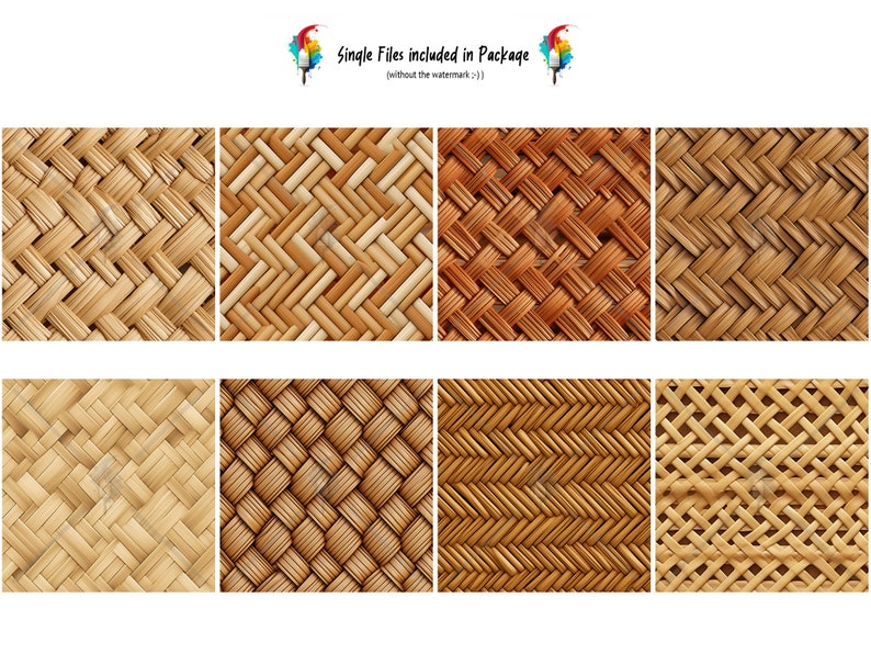 Seamless Rattan Cane Weave Digital Paper Bundle, Wicker Weave Seamless ...