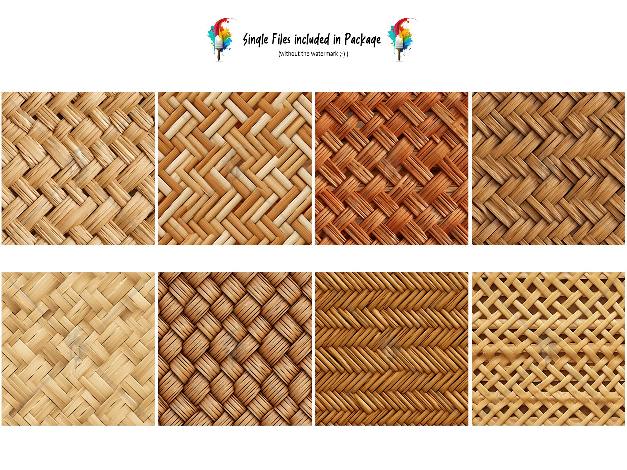 Seamless Rattan Cane Weave Digital Paper Bundle, Wicker Weave Seamless ...