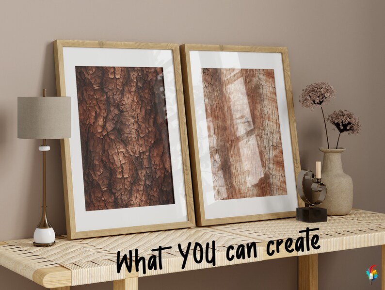 Seamless Tree Bark Textures Bundle, Natural Wood Texture Digital Paper ...