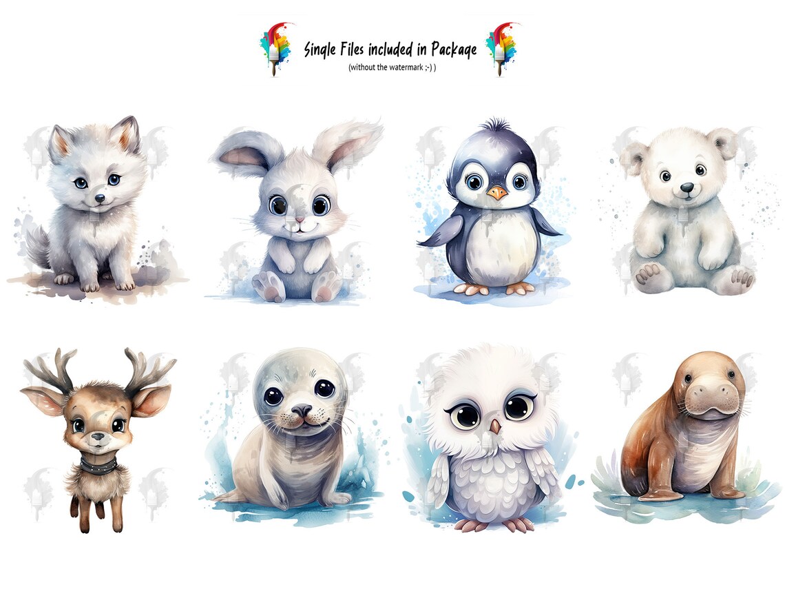 18 Baby Arctic Animals Clipart Bundle Baby Animals Clipart - Etsy