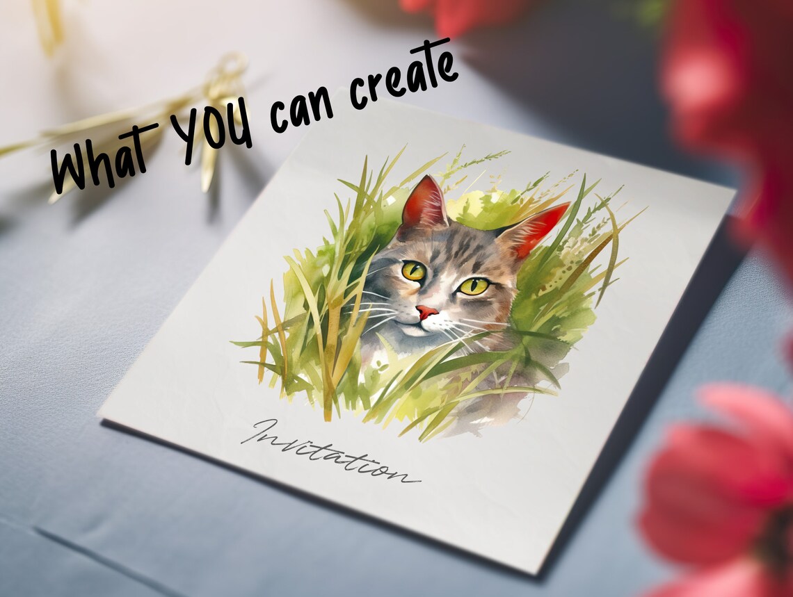 Whimsical Cats 30 Watercolor Cat Cliparts Bundle Feline - Etsy