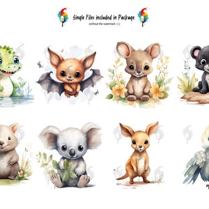 26 Baby Animals of Australia Clipart Bundle, Cute Animals Clipart, Baby ...