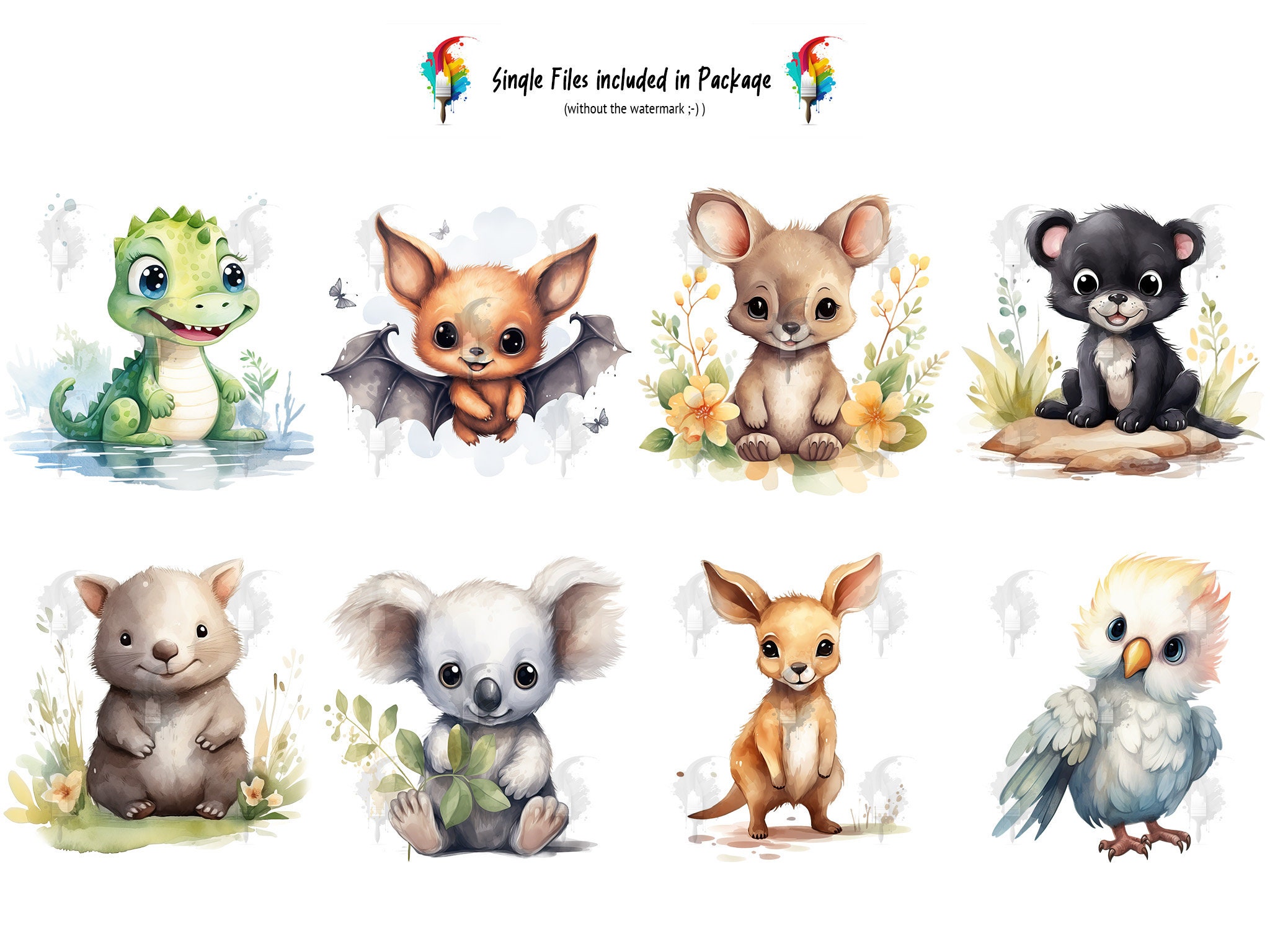 26 Baby Animals of Australia Clipart Bundle, Cute Animals Clipart, Baby ...