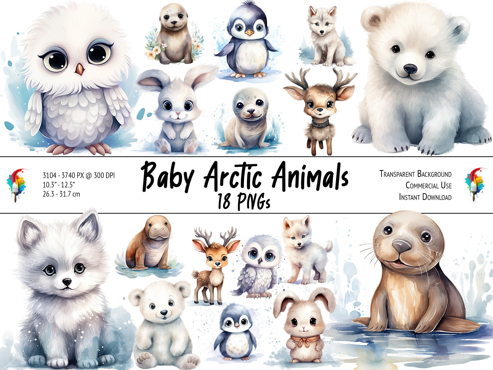 18 Baby Tiere Clipart Bundle, Baby Tiere Clipart, Babyparty ...
