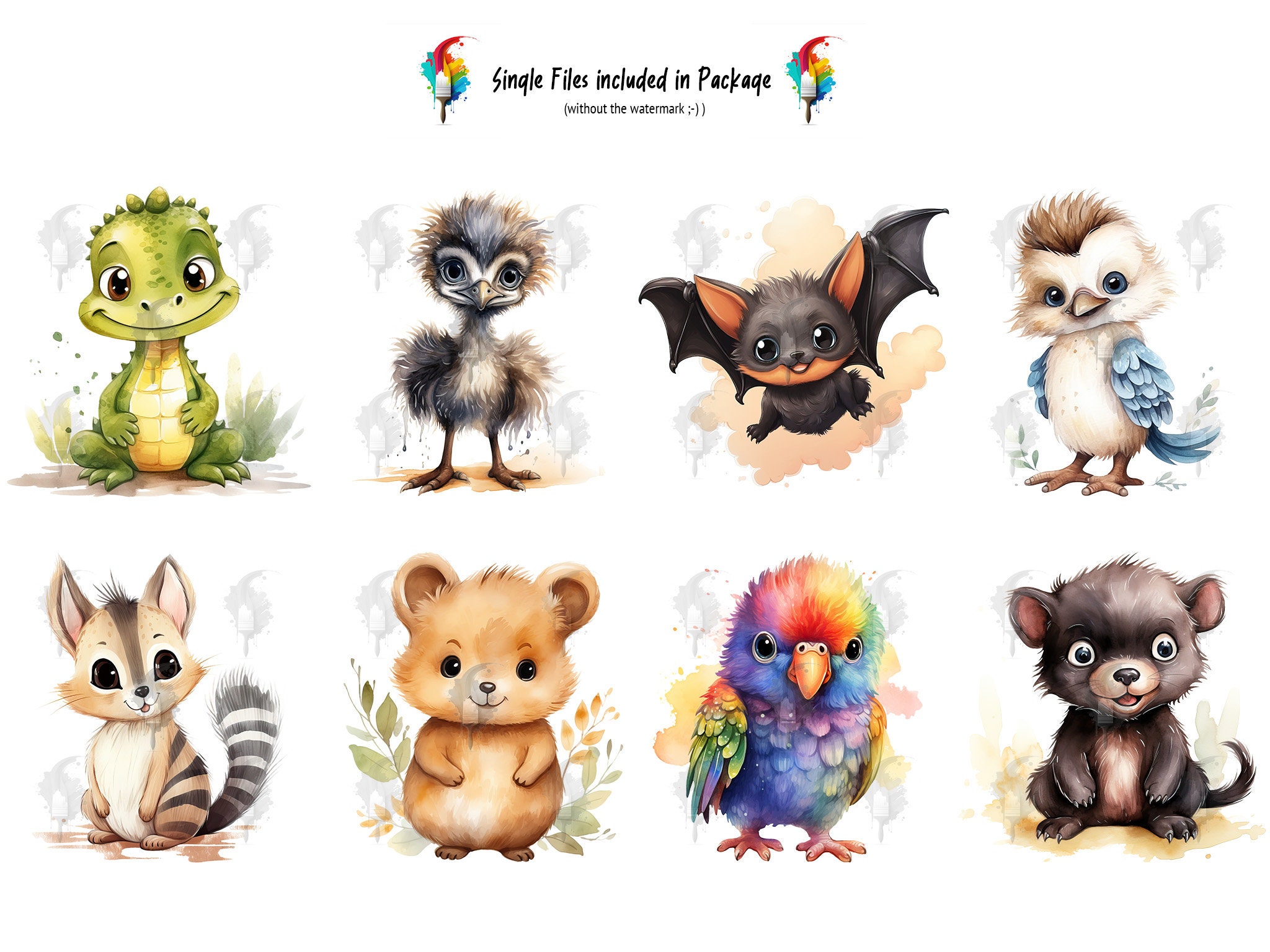 26 Baby Animals of Australia Clipart Bundle, Cute Animals Clipart, Baby ...