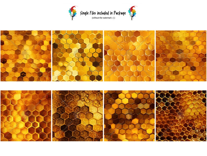 Seamless Honeycomb Pattern Bundle, Honeycomb Digital Paper Pack for ...