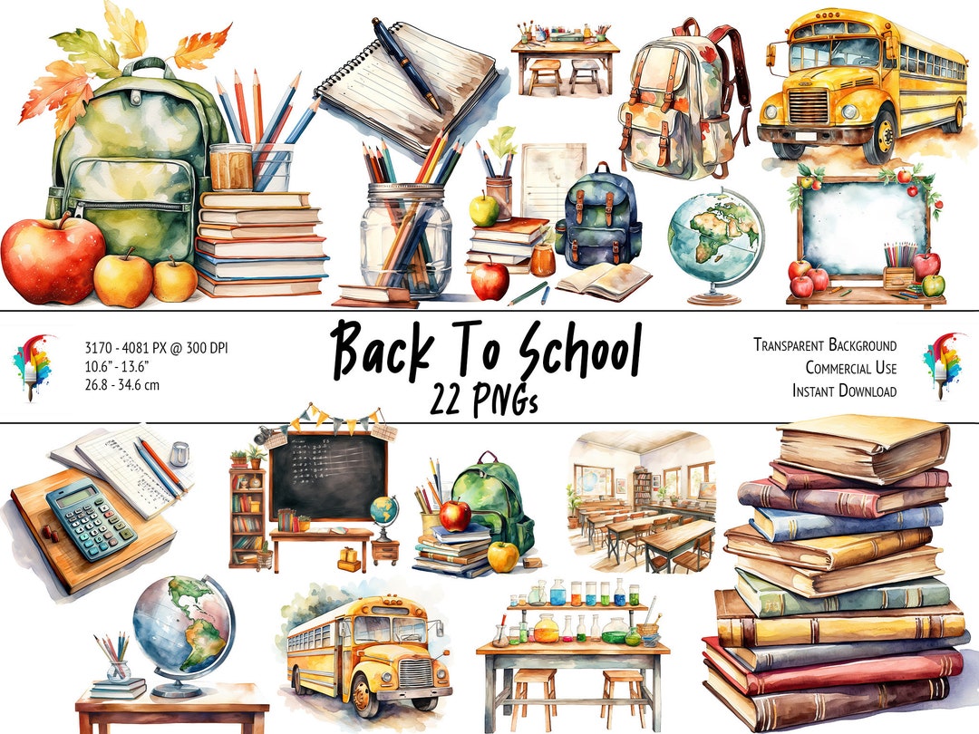 22 Back to School Cliparts Bundle, Teacher Graphics, School Graphics ...
