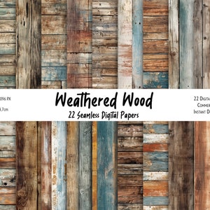 22 Seamless Weathered Wood Textures - Digital Backdrop Bundle - Digital ...