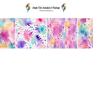 20 Pastel Watercolor Splashes, Seamless Digital Paper Bundle, Seamless ...
