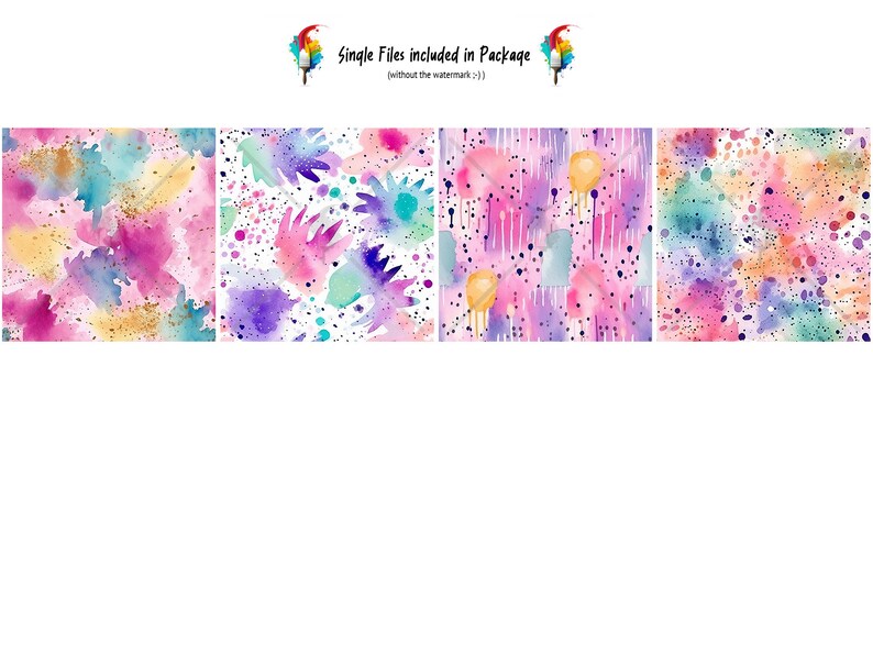 20 Pastel Watercolor Splashes, Seamless Digital Paper Bundle, Seamless ...