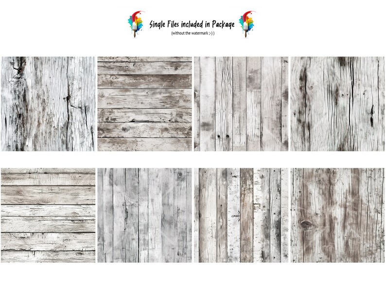 Distressed White Wood Seamless Textures, Weathered White Wood Digital ...