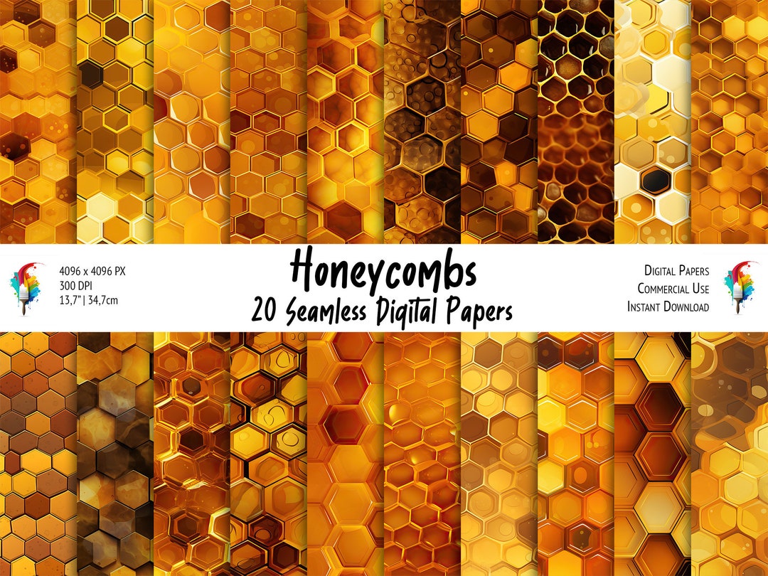 Seamless Honeycomb Pattern Bundle, Honeycomb Digital Paper Pack for ...