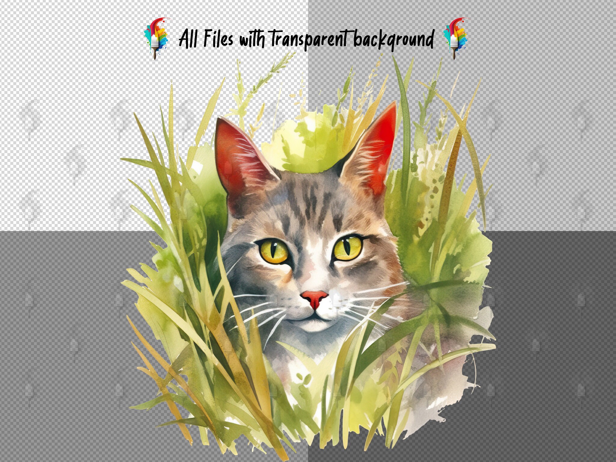 Whimsical Cats 30 Watercolor Cat Cliparts Bundle, Feline Clipart ...