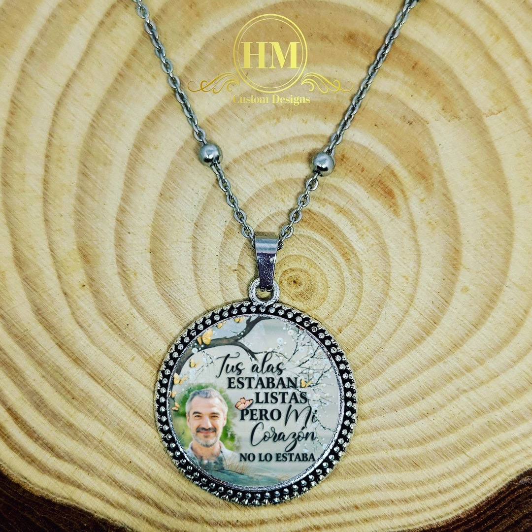 Custom Memorial Necklace in Memory Photo Necklace Photo Pendant Collar ...