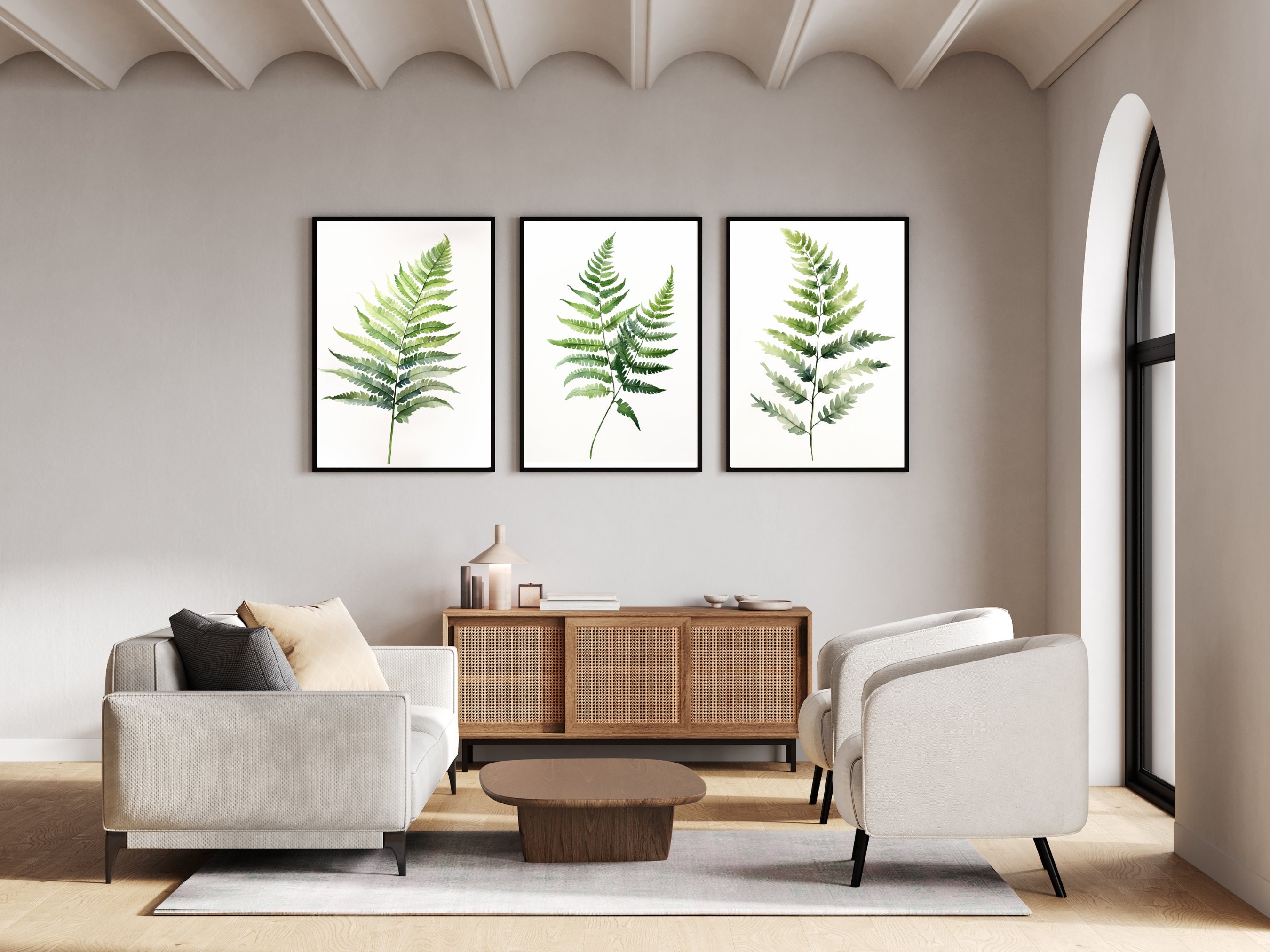 Fern Set of 3, Watercolor Fern Art, Set of 3, Botanical Wall Art ...