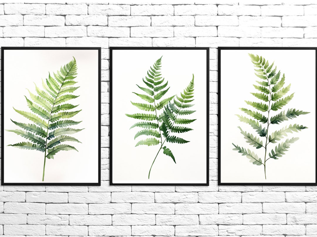 Fern Set of 3, Watercolor Fern Art, Set of 3, Botanical Wall Art ...