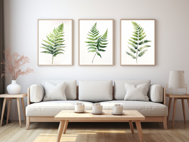 Fern Set of 3, Watercolor Fern Art, Set of 3, Botanical Wall Art ...