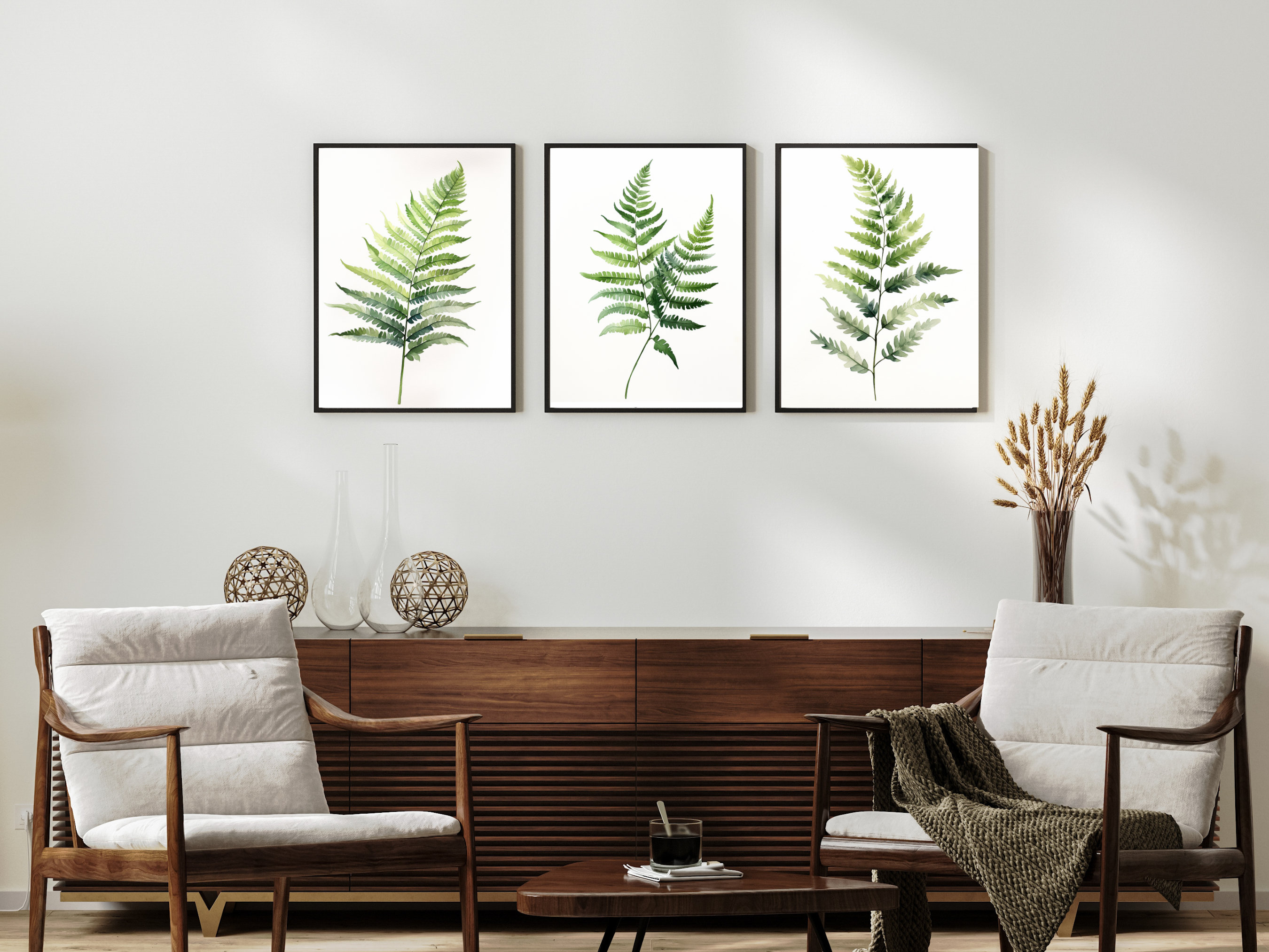 Fern Set of 3, Watercolor Fern Art, Set of 3, Botanical Wall Art ...