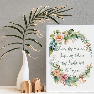 Inspirational Quote, Everyday is A New Day, Wall Decor, Living Room ...