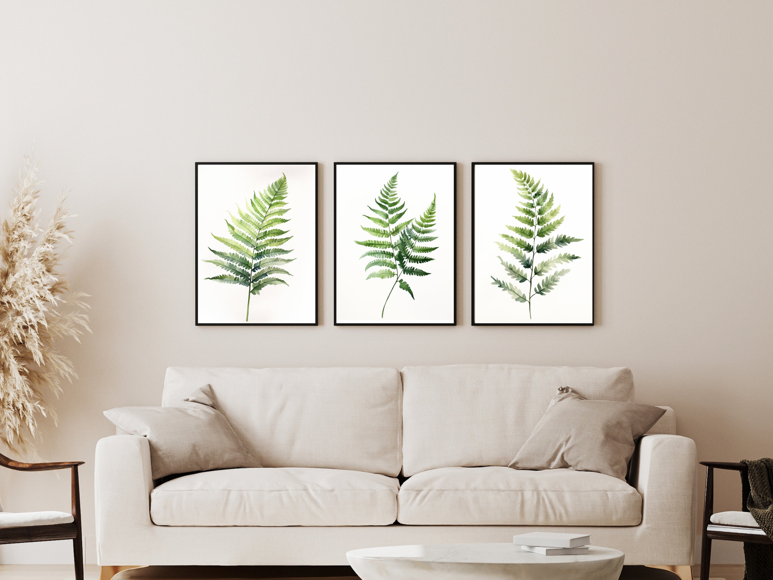 Fern Set of 3, Watercolor Fern Art, Set of 3, Botanical Wall Art ...
