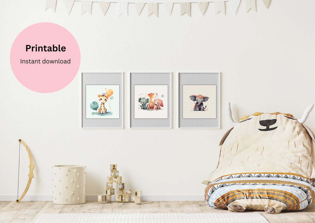 Adorable Trio: Set of 3 Cute Animal Posters for Nursery Decor ...