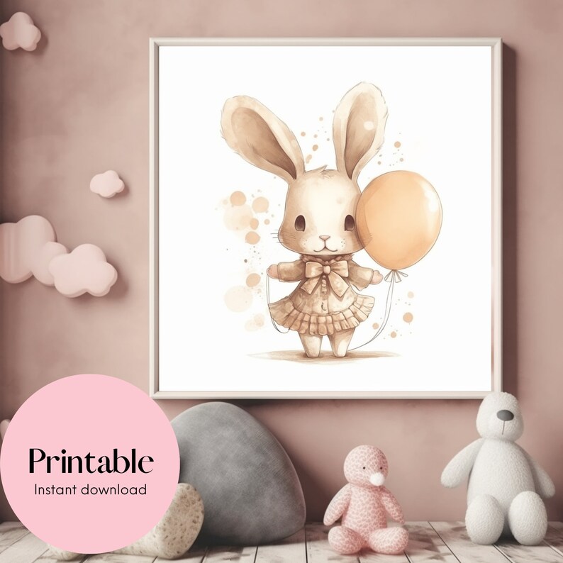 Adorable Rabbit Poster for Nursery Decor | Printable Art for Nursery ...