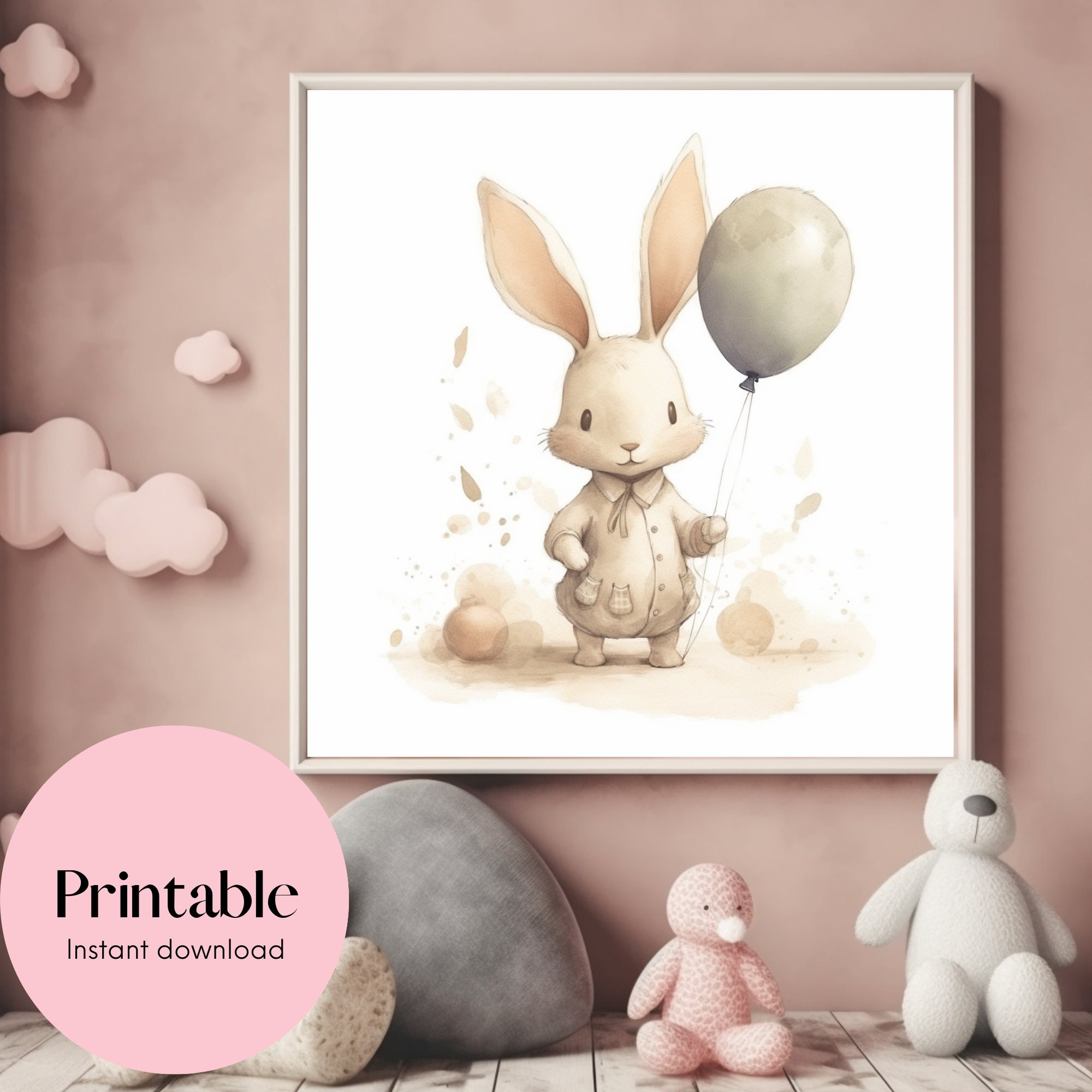 Adorable Rabbit Poster for Nursery Decor Printable Art for Nursery Cute ...