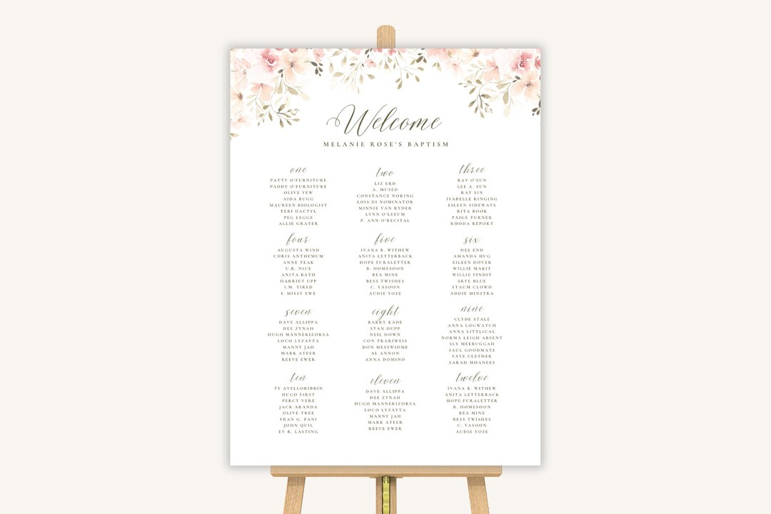 Dusty Pink Seating Chart, Editable Canva Template - Etsy