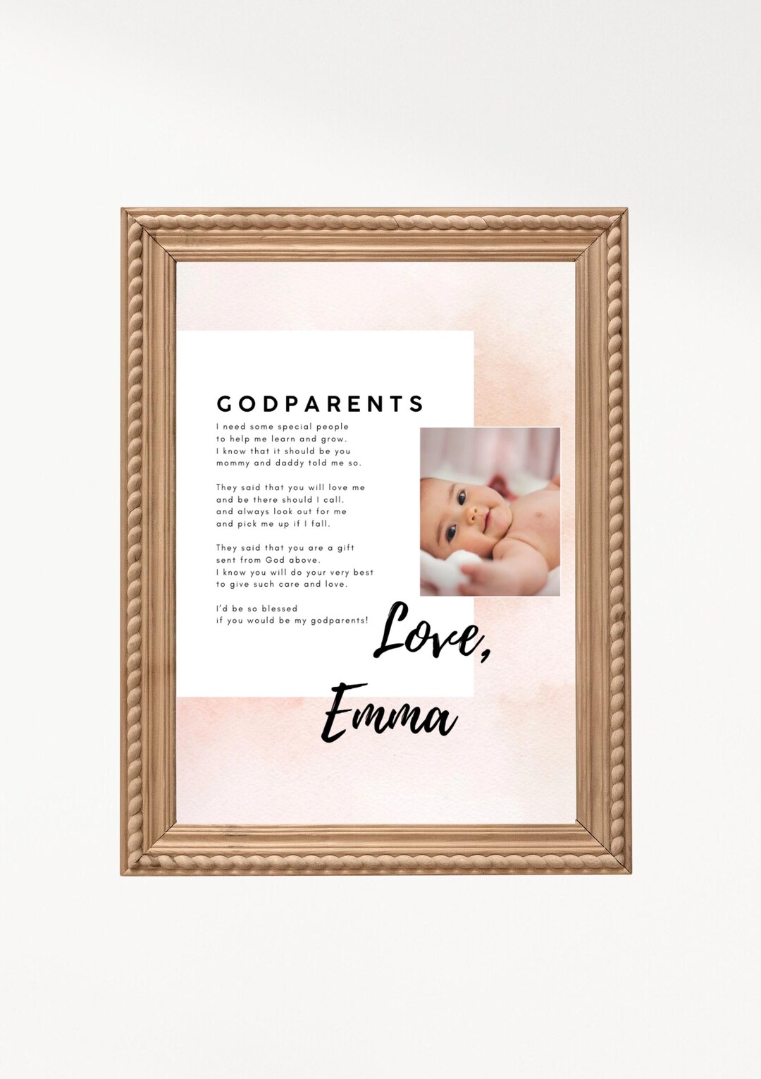 Godparents Blush Proposal Poem, Printable Image, Canva Template - Etsy