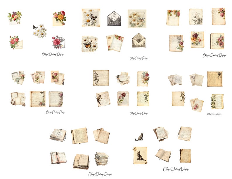 40 Plus Journal Notes Vintage Clipart| Junk Journal| Scrapbook ...
