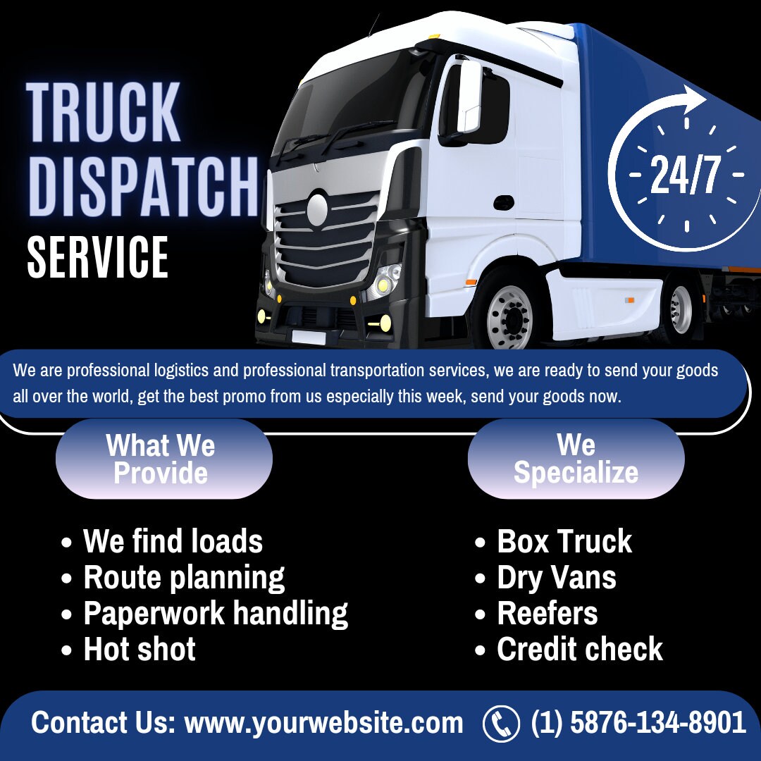 Truck Dispatch Flyer, DIY Template, Premade Flyer Design, Business ...