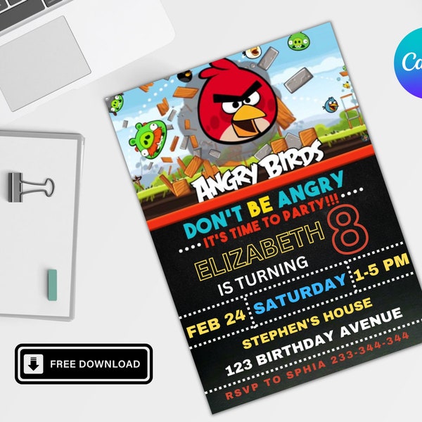 Angry Birds Invitation - Etsy