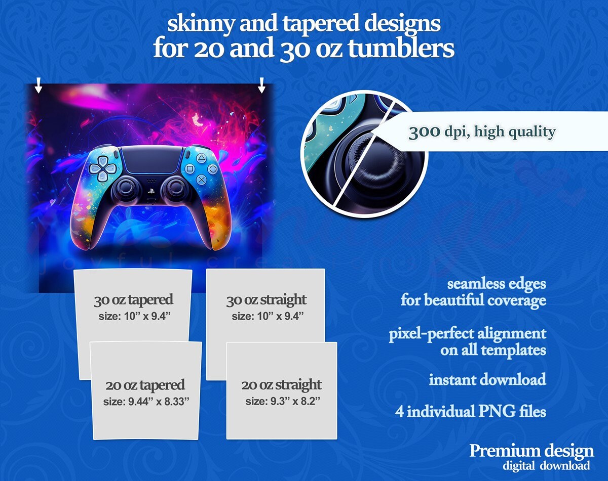 PS5 Controller Color Splash High Quality Downloadable Unique Tumbler ...