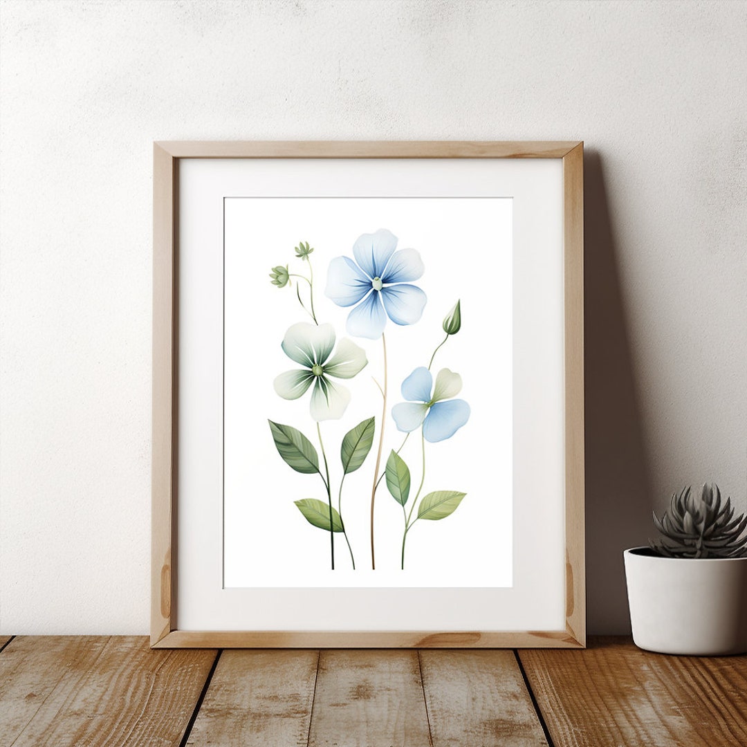 Green and Blue Flowers Printable Wall Art | Digital Print ...