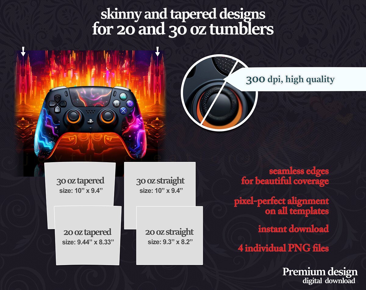 PS5 Controller Neon City | High Quality Downloadable Unique Tumbler ...