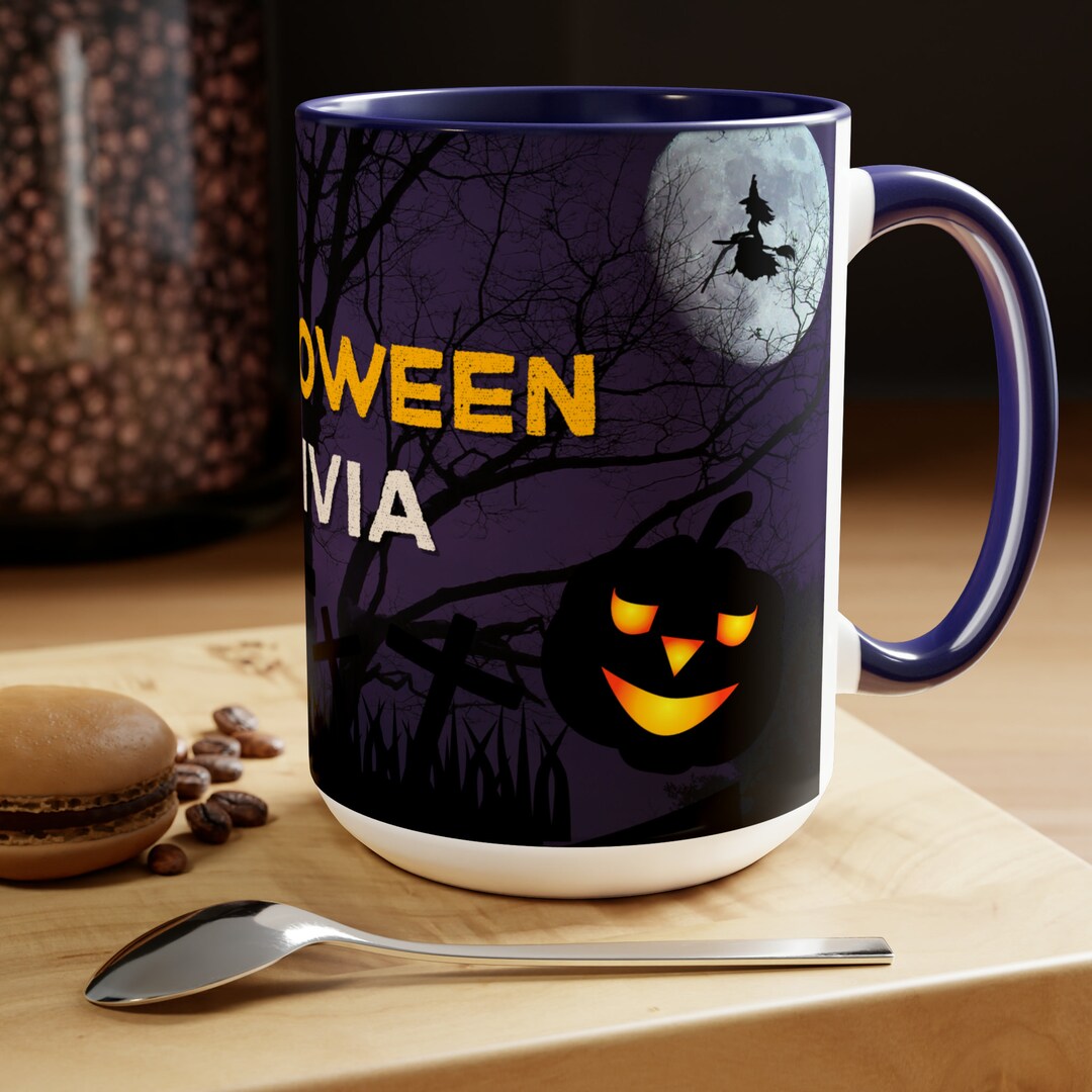 Two-tone Coffee Mugs 15oz Halloween Trivia Mug Fun Party - Etsy