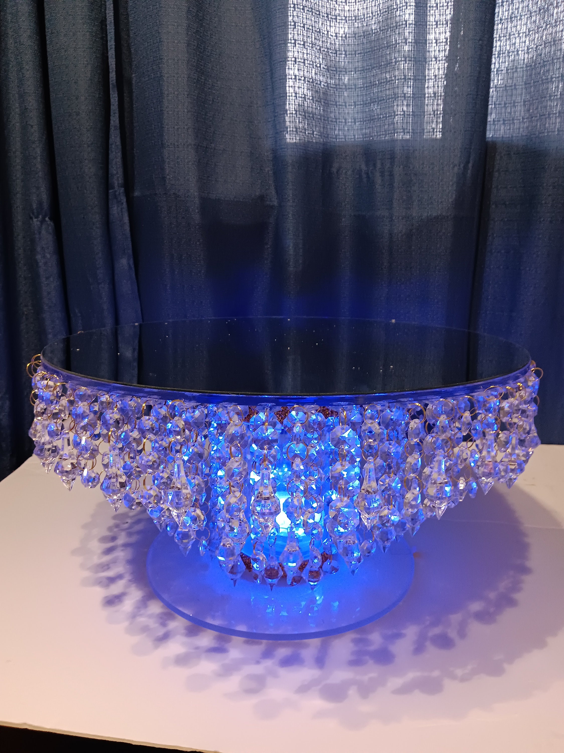 Crystal Cake Stand With Mirror Top Lighted Cake Stand - Etsy