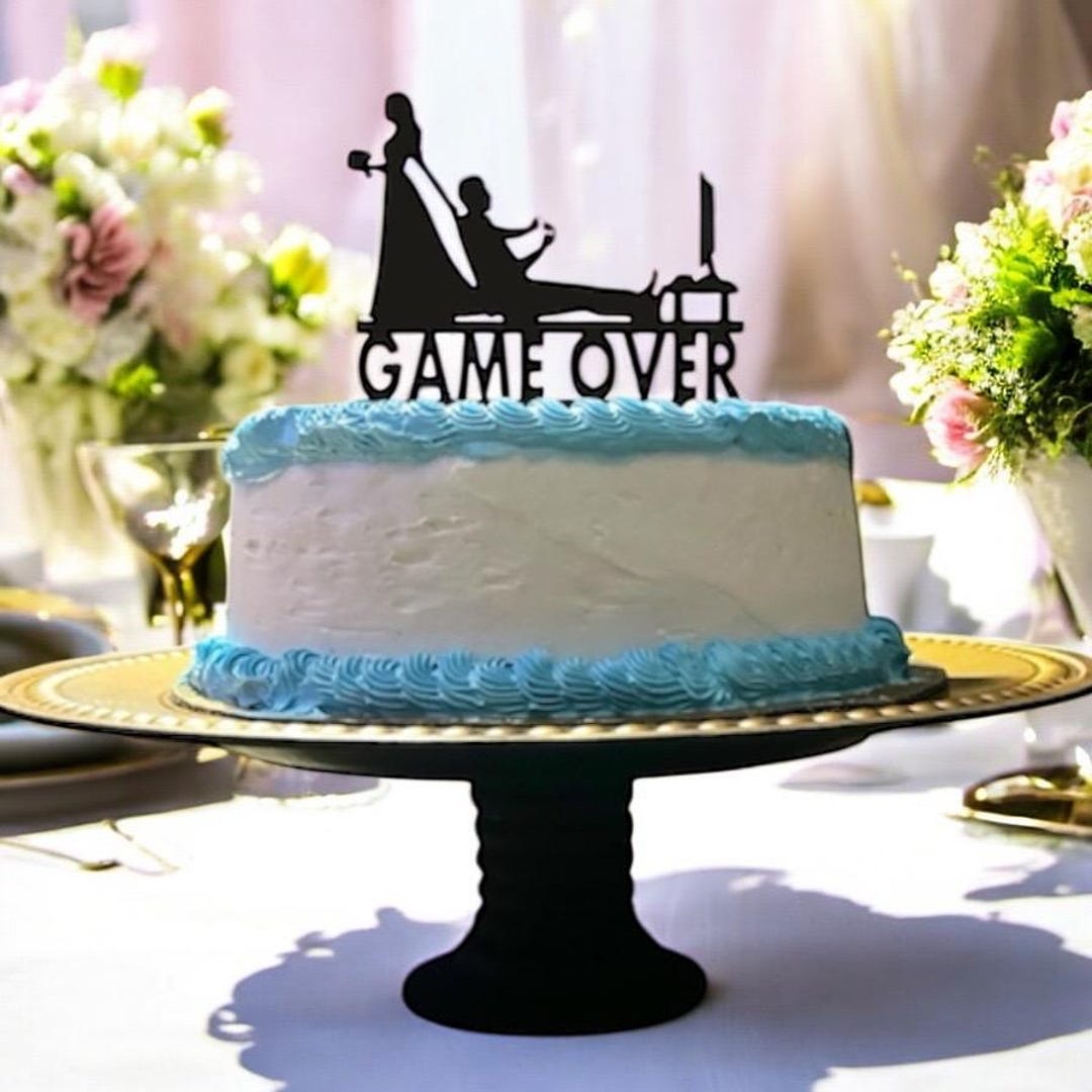Hand-painted Game Over Wedding Cake Topper: Gamer Couple Silhouette - Etsy