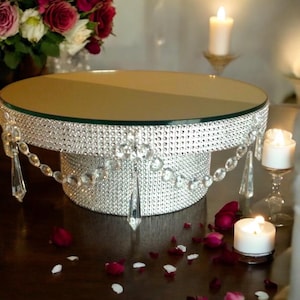 Glam Crystal Wedding Cake Stand – Silver Elegant Bling Cake Riser With ...