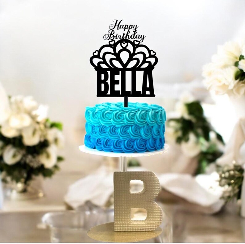 Personalized Birthday Cake Topper With Name – Tiara Crown Design ...