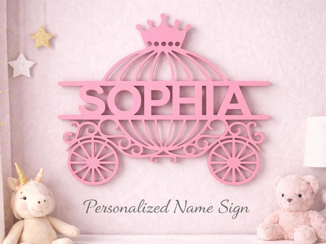 Princess Carriage Name Sign | Personalized Baby Name Wall Decor ...