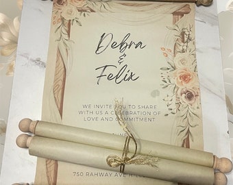Scroll Invitation,scroll Card,wedding Anniversary Engagement Party ...