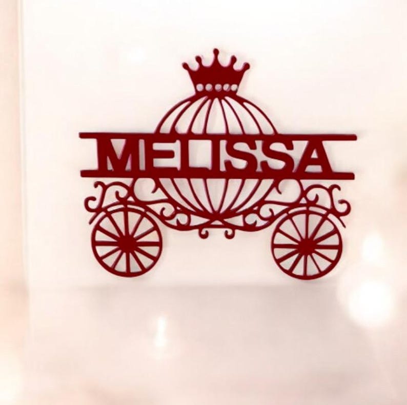 Baby Girl Name Sign - Custom Princess Carriage Wooden Name Sign for ...