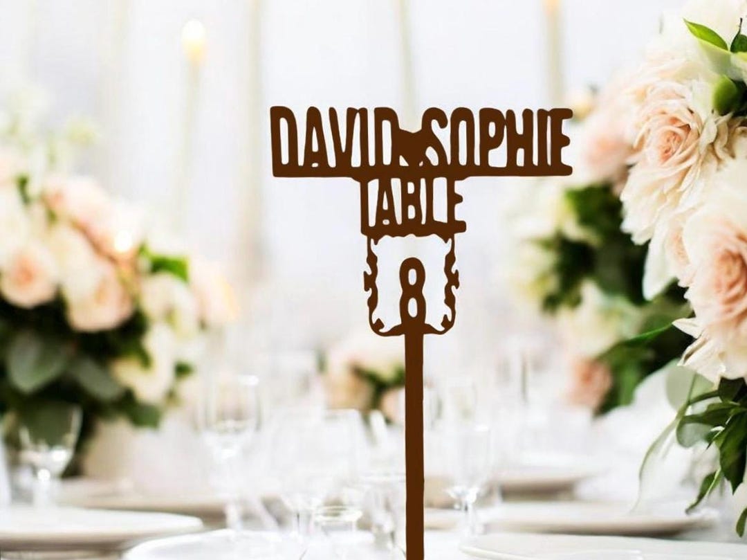 Modern Wedding Table Numbers With Couple Name • Personalized Reception ...