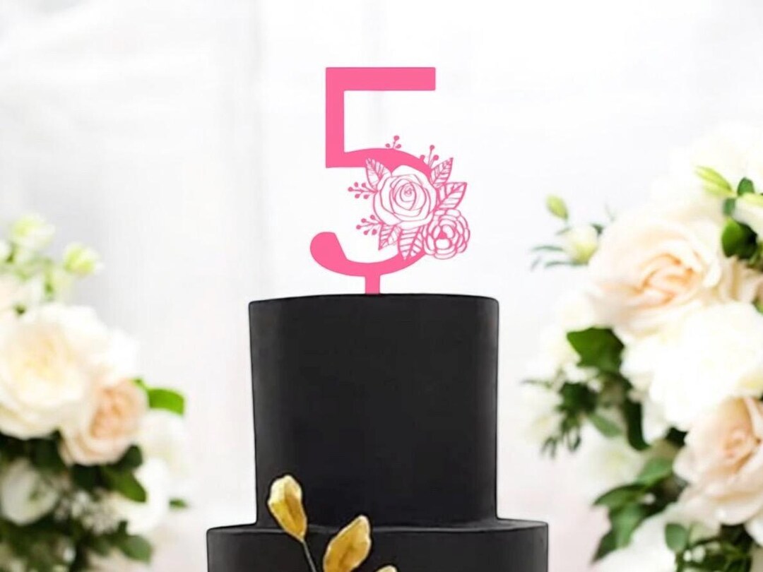 Floral Number Cake Topper: Custom Birthday or Anniversary Decoration - Etsy