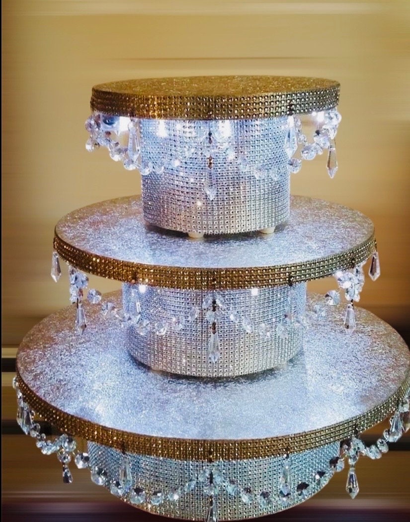 SILVER RHINESTONE Cake STAND With Lights - Etsy