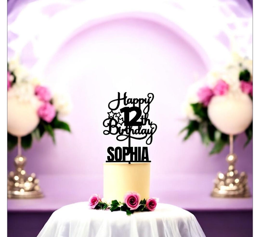 Personalized 12th Birthday Cake Topper: Acrylic or Wood - Etsy